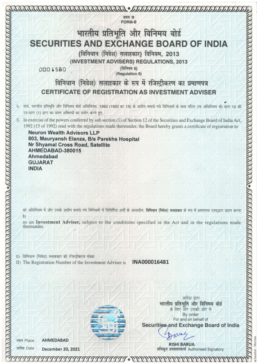 SEBI RIA Registration Certificate - Neuronwealth